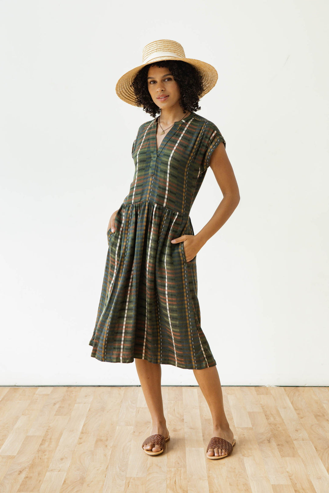 Ira Dress / Olive Stripe – Bridge & Burn