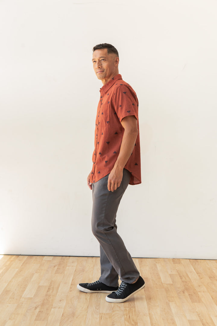 Malcolm Rust Fil-Coupe Pyramids Organic Cotton Shirt – Bridge & Burn