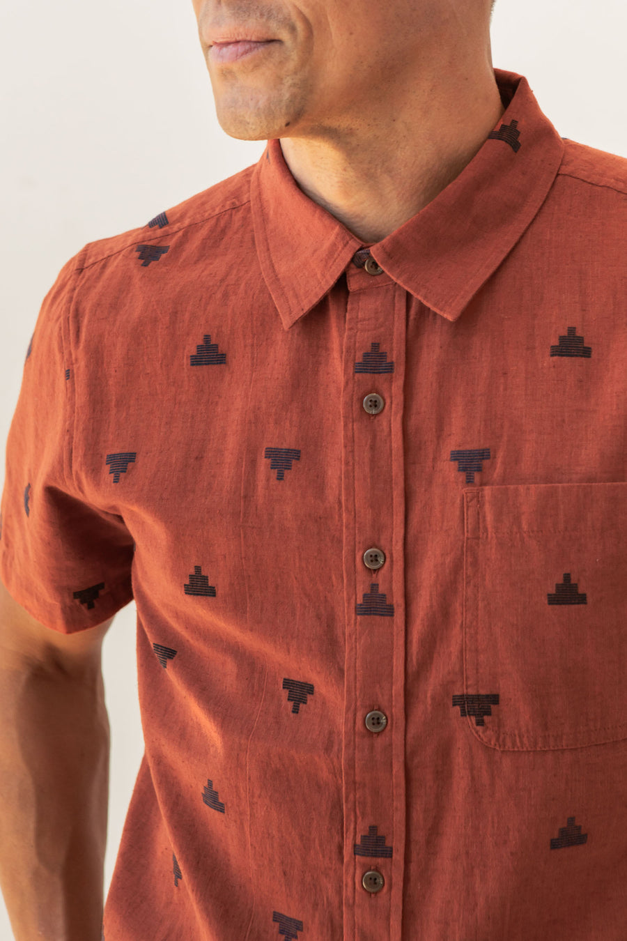 Malcolm Rust Fil-Coupe Pyramids Organic Cotton Shirt – Bridge & Burn